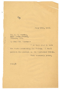 Letter from W. E. B. Du Bois to A. L. Weaver - Digital Commonwealth