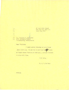 Letter from W. E. B. Du Bois to Virginia M. Alexander - Digital ...
