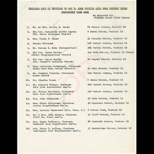 Proposed list of invitees to May 8, 1961 meeting with Dean Whitney ...