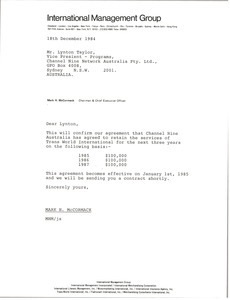 Letter from Mark H. McCormack to Lynton Taylor - Digital Commonwealth