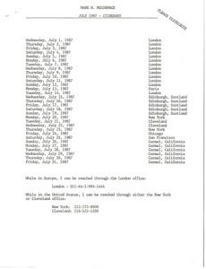 Mark H. McCormack travel itinerary - Digital Commonwealth