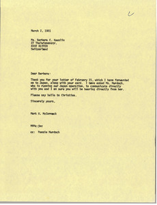 Letter from Mark H. McCormack to Barbara C. Kaeslin - Digital Commonwealth