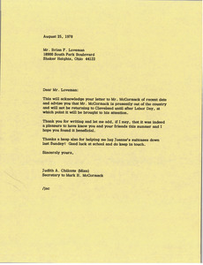 Letter from Judy A. Chilcote to Brian F. Loveman - Digital Commonwealth