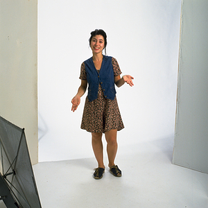 Portrait of an unidentified standing female student - Digital Commonwealth