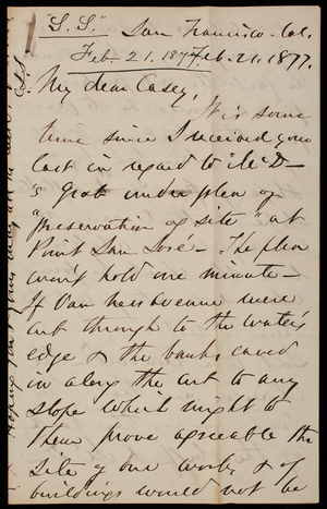 S. S. to Thomas Lincoln Casey, February 21, 1877 - Digital Commonwealth