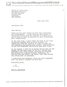Letter from Mark H. McCormack to Morrie R. Davis - Digital Commonwealth