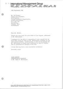 Letter from Judy Stott to Ian Dicker - Digital Commonwealth