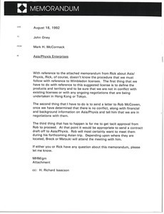 Memorandum from Mark H. McCormack to John Oney - Digital Commonwealth