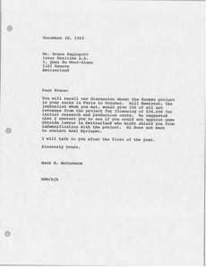 Letter from Mark H. McCormack to Bruce Rappaport - Digital Commonwealth