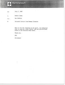 Memorandum from Ayn Robbins to Bobbie Lemmo - Digital Commonwealth