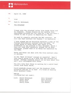 Memorandum from Mark H. McCormack concerning Sandy Tatum - Digital ...