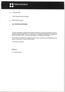 Memorandum from Mark H. McCormack to John Simpson and Andrew Hampel ...