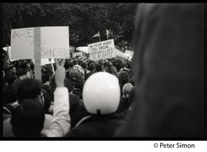 Crowd at the George Wallace rally on Boston Common, with sign reading ...