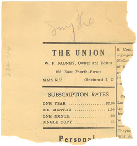 Union newspaper address - Digital Commonwealth