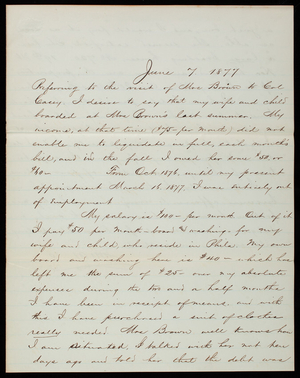 F. W. Clarke to Thomas Lincoln Casey, June 7, 1877 - Digital Commonwealth