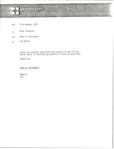 Memorandum from Mark H. McCormack to Rick Isaacson - Digital Commonwealth