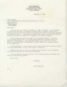 Letter from Judi Chamberlin to Peter Lehmann - Digital Commonwealth