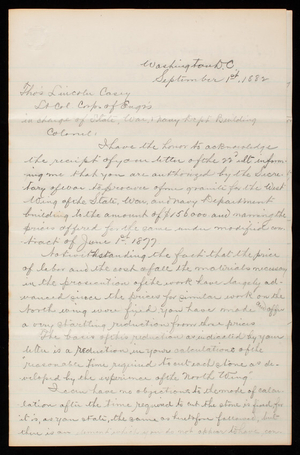 Calculations and Estimates: Albert Ordway to Thomas Lincoln Casey ...