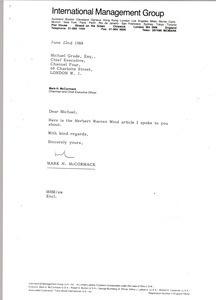Letter from Mark H. McCormack to Michael Grade - Digital Commonwealth