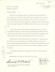 Letter from Temple University to W. E. B. Du Bois - Digital Commonwealth
