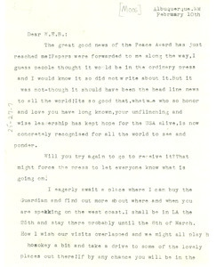 Letter from Elizabeth Moos to W. E. B. Du Bois - Digital Commonwealth