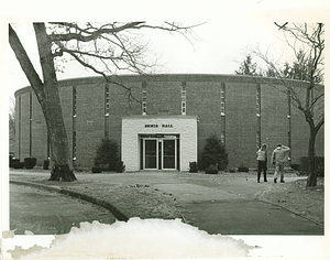 Two Students Walking Outside Hickory Hall - Digital Commonwealth
