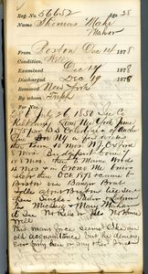 Tewksbury Almshouse Intake Record: Mahar, Thomas - Digital Commonwealth
