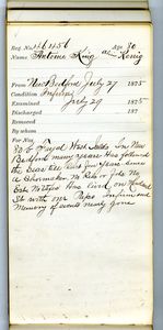 Tewksbury Almshouse Intake Record: King, Antoine - Digital Commonwealth