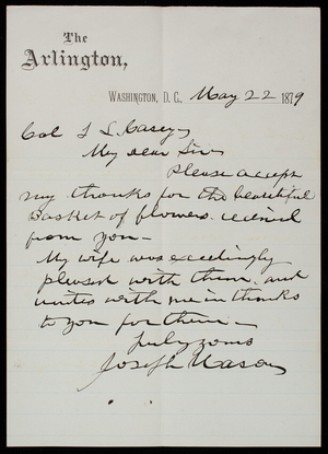 Joseph Mason to Thomas Lincoln Casey, May 22, 1879 - Digital Commonwealth