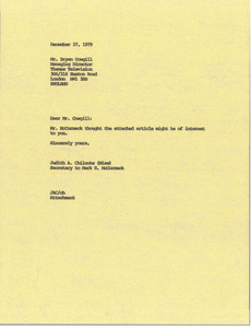 Letter from Judith A. Chilcote to Bryan Cowgill - Digital Commonwealth