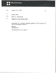 Memorandum from Mark H. McCormack to Betsy Goff - Digital Commonwealth