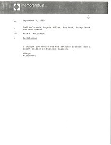 Memorandum from Mark H. McCormack to Todd McCormack - Digital Commonwealth