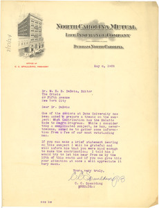 Letter from C. C. Spaulding to W. E. B. Du Bois - Digital Commonwealth