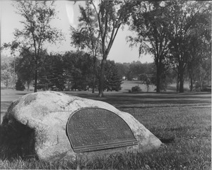 Pioneer class of 1871 memorial rock - Digital Commonwealth