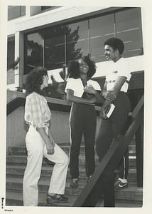 Three Springfield College on the stairs of Babson Library - Digital ...
