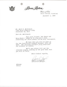 Letter from Boca Raton Hotel and Club to Mark H. McCormack - Digital ...