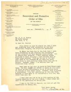 Letter from the Improved Benevolent and Protective Order of Elks of the ...