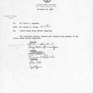 Memorandum from Robert T. Conway to Peter J. Ingeneri containing the ...
