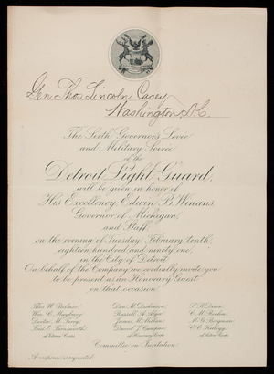 Detroit Light Guard to Thomas Lincoln Casey, February 1891 - Digital ...