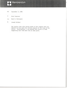 Memorandum from Mark H. McCormack to Rick Isaacson - Digital Commonwealth