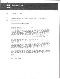 Memorandum from Mark H. McCormack to Anthony Bouchier, Paula Grooma and ...