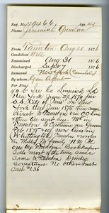 Tewksbury Almshouse Intake Record: Quinlan, Jeremiah - Digital Commonwealth