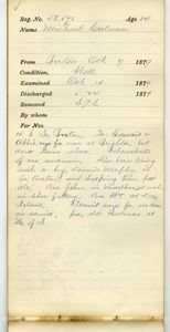 Tewksbury Almshouse Intake Record: Calnan, Michael - Digital Commonwealth