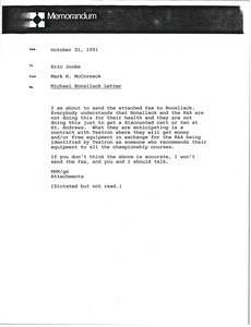 Memorandum from Mark H. McCormack to Eric Jonke - Digital Commonwealth