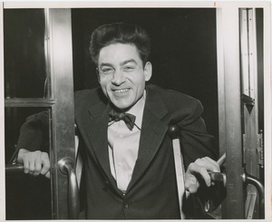 Client Leo Foy in front of ICD building - Digital Commonwealth