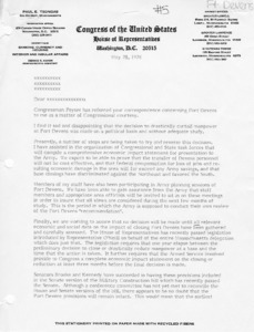Sample letter to responding to letters forwarded by Congressman Peyser ...