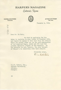 Letter from Harper's Magazine to W. E. B. Du Bois - Digital Commonwealth