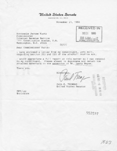 Letter to Jerome Kurtz regarding John Holt's letter about section 203 ...