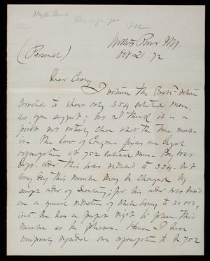 General [Henry L.] Abbot to Thomas Lincoln Casey, October 21, 1872 ...