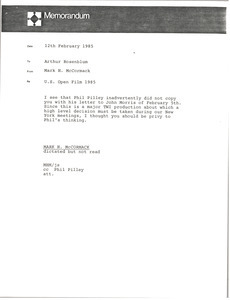 Memorandum from Mark H. McCormack to Arthur Rosenblum - Digital ...